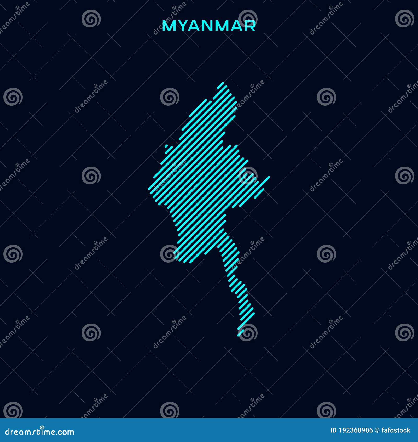 Myanmar Striped Map Vector Design Template with Blue Background. Stock ...