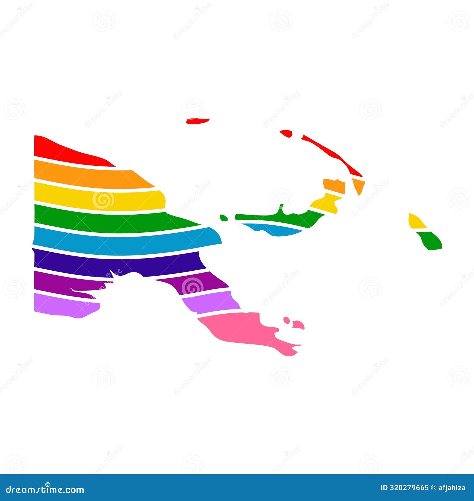 Papua New Guinea Swoosh Silhouette Rainbow Map Stock Vector ...