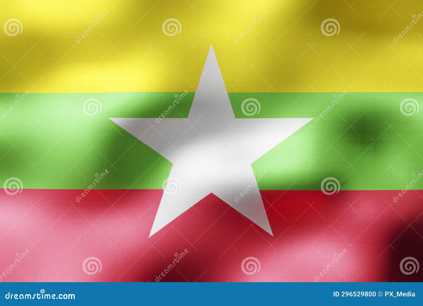 Myanmar - Textile Flag - 3d Illustration Stock Illustration ...
