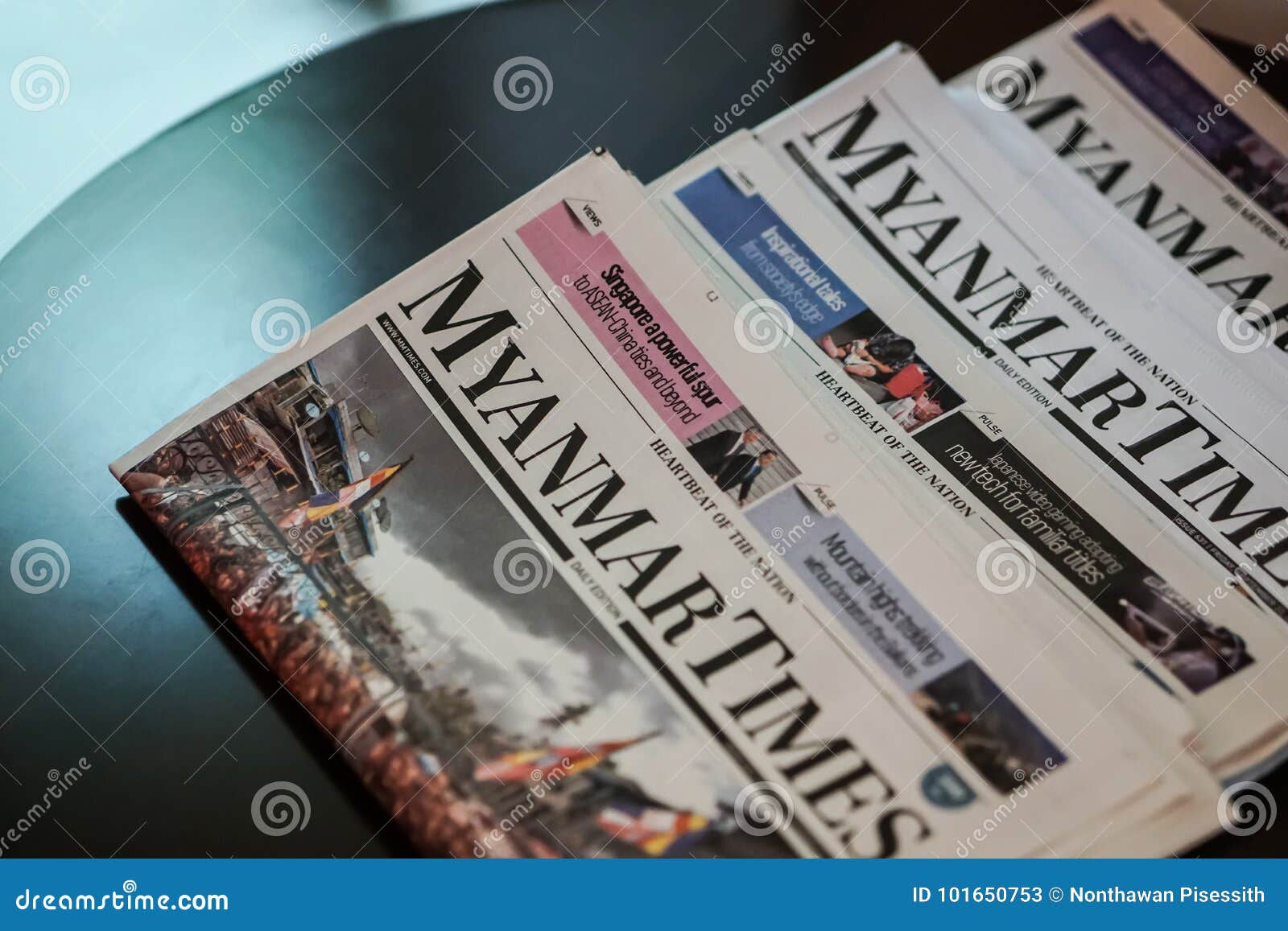 Myanmar Times Newspaper on the Table in a Hotel Editorial Stock Photo ...
