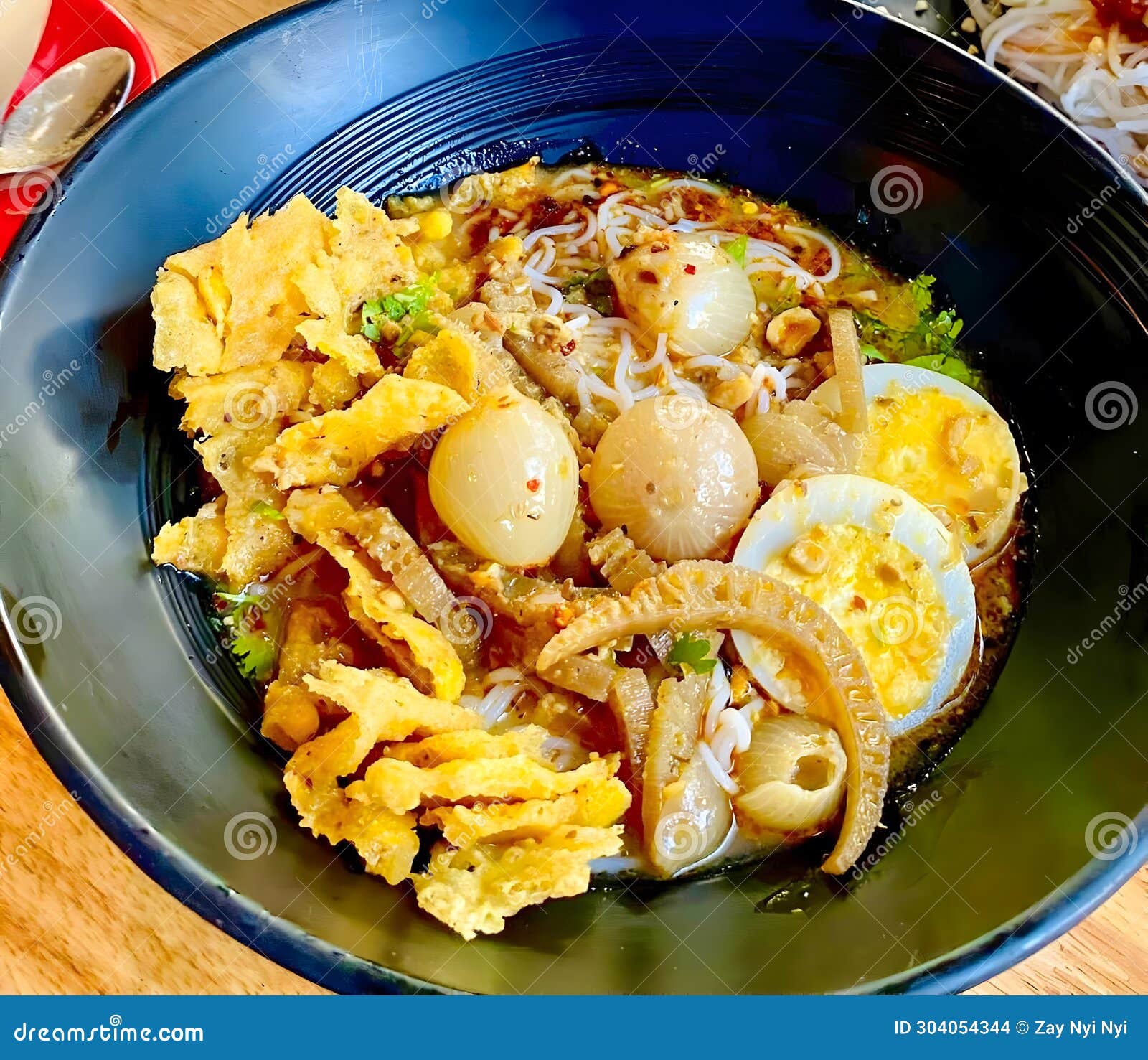 Myanmar Traditional or Classic Rice Noodle Fish Soup Called Mohinga ...