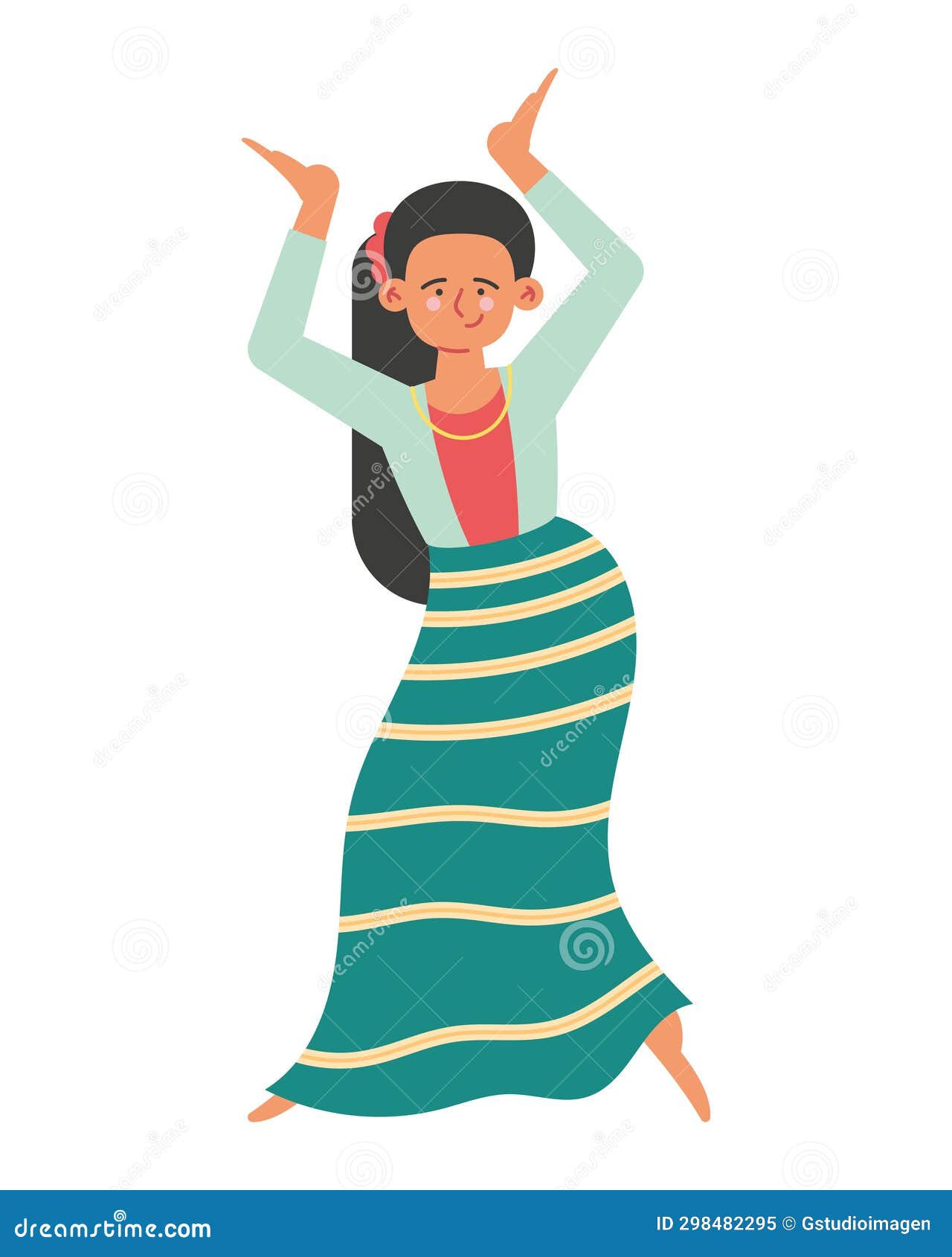 Myanmar traditional dancer stock vector. Illustration of music - 298482295