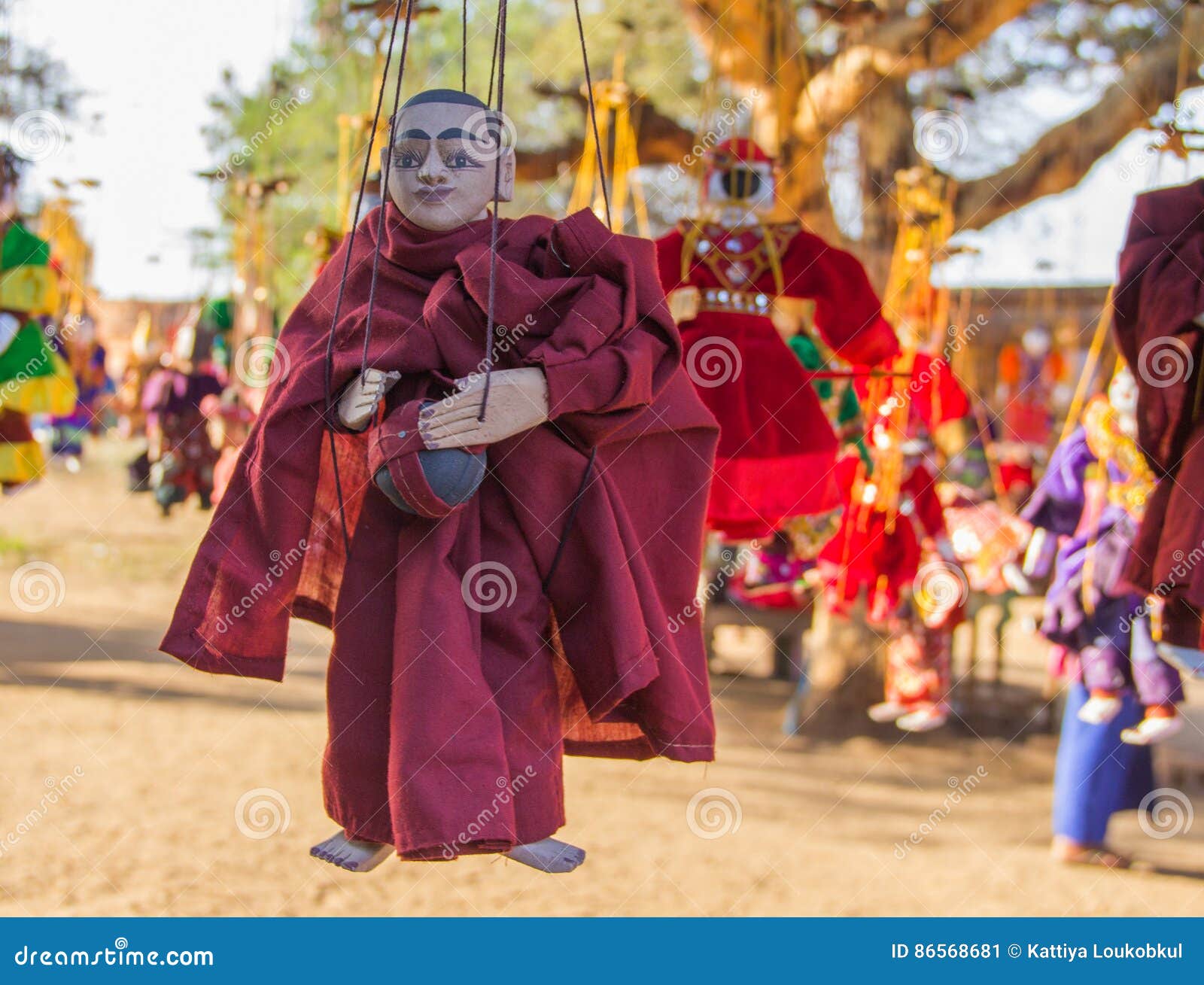 Myanmar Traditional Handicraft Monk Puppet Stock Image - Image of ...