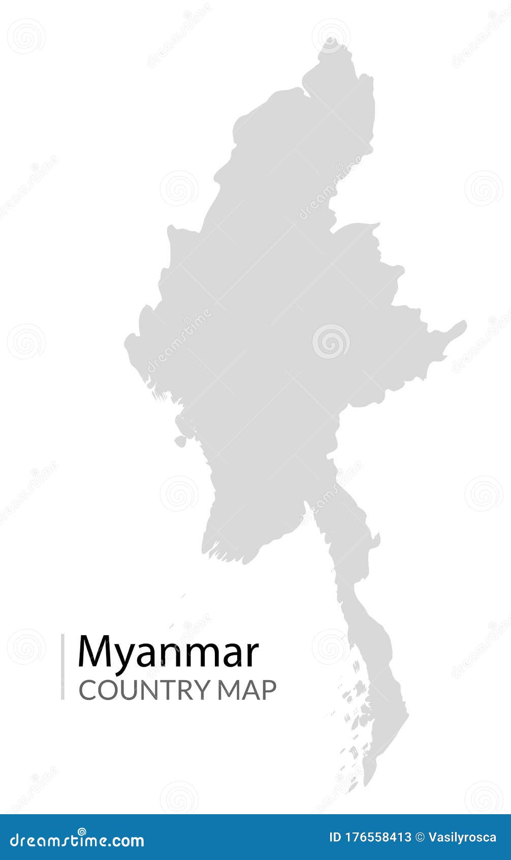 Myanmar Map Vector, Isolated On White Background. Black Map Template ...