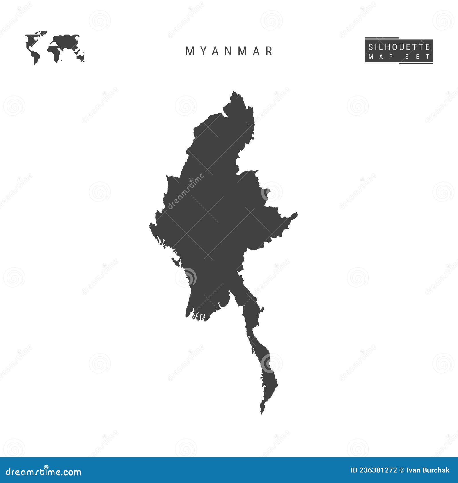 Blank Map Of Myanmar. Myanmar Townships Map. High Detailed Gray Vector ...