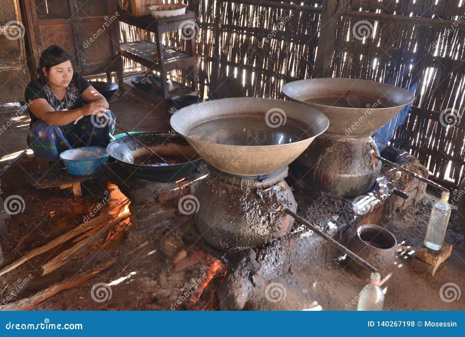 Worker Myanmar Boiling Water Pot Editorial Stock Photo - Image of ...