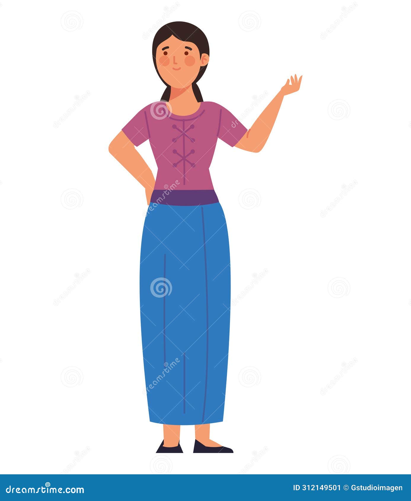 Myanmar woman character stock vector. Illustration of traditional ...