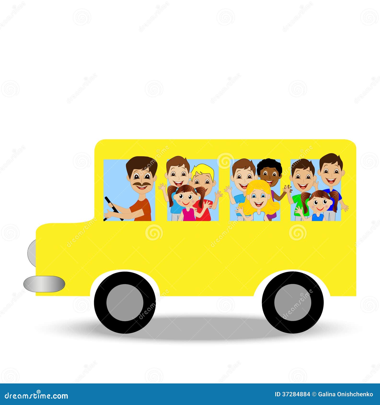 Mycket Litet Barn I Gul Buss Vektor Illustrationer - Illustration av ...