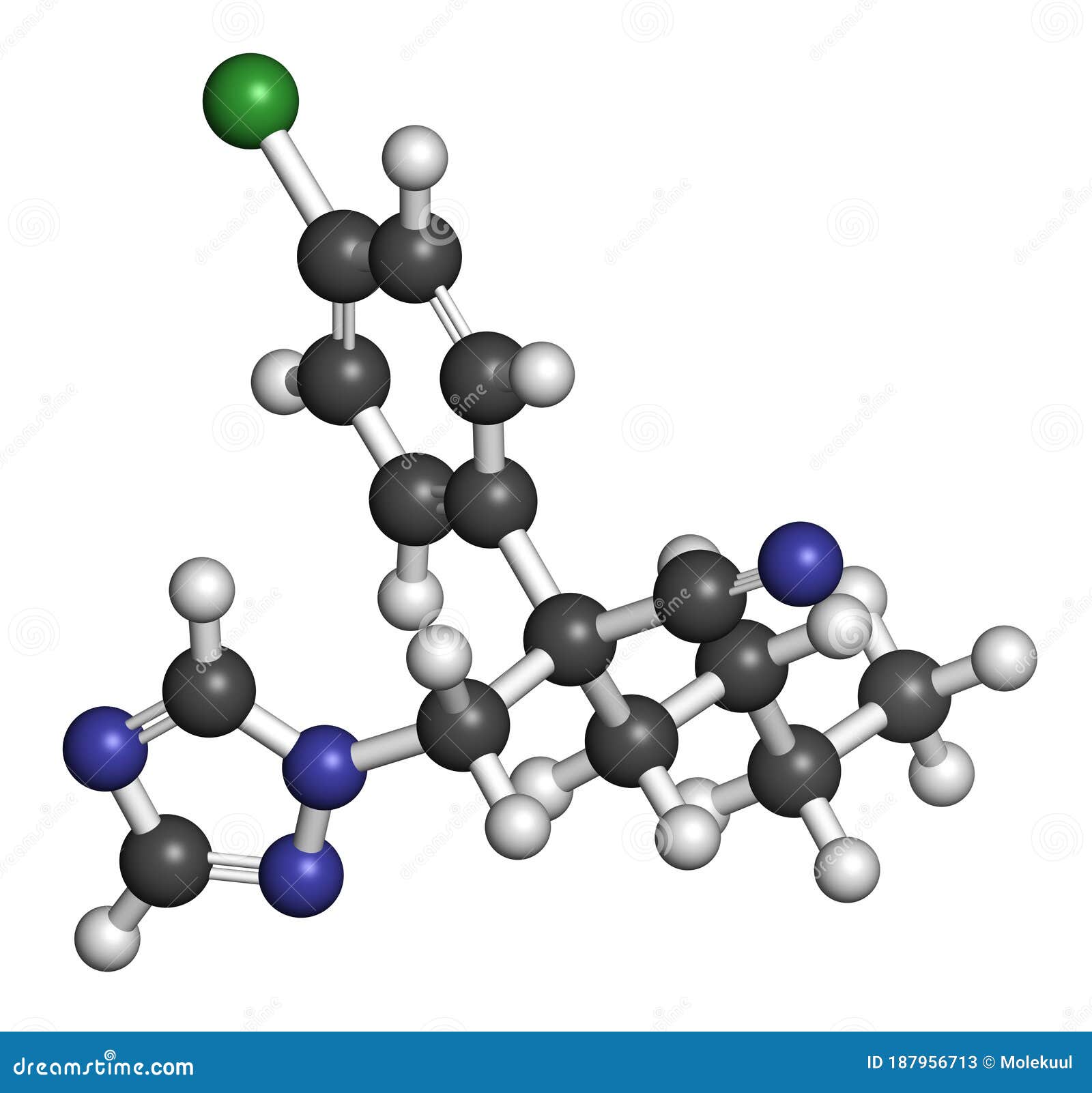 Myclobutanil Antifungal Molecule Triazole Class. 3D Rendering. Atoms ...
