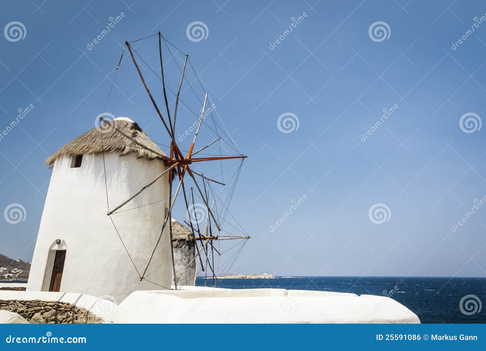 Myconos wind mill stock photo. Image of beach, europe - 25591086