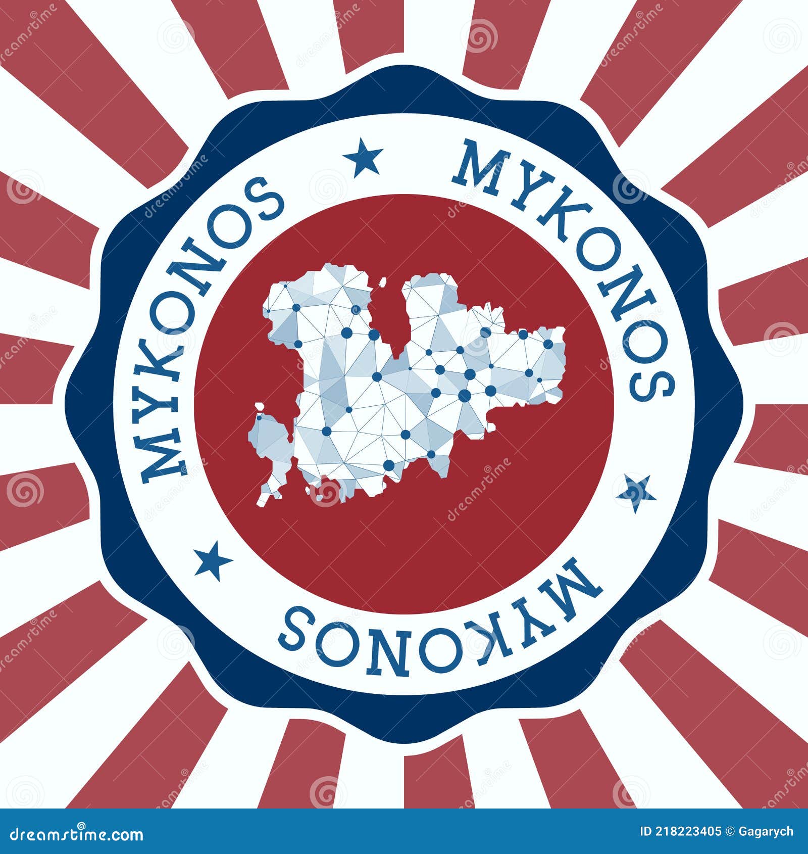 Mykonos Badge. stock vector. Illustration of element - 218223405