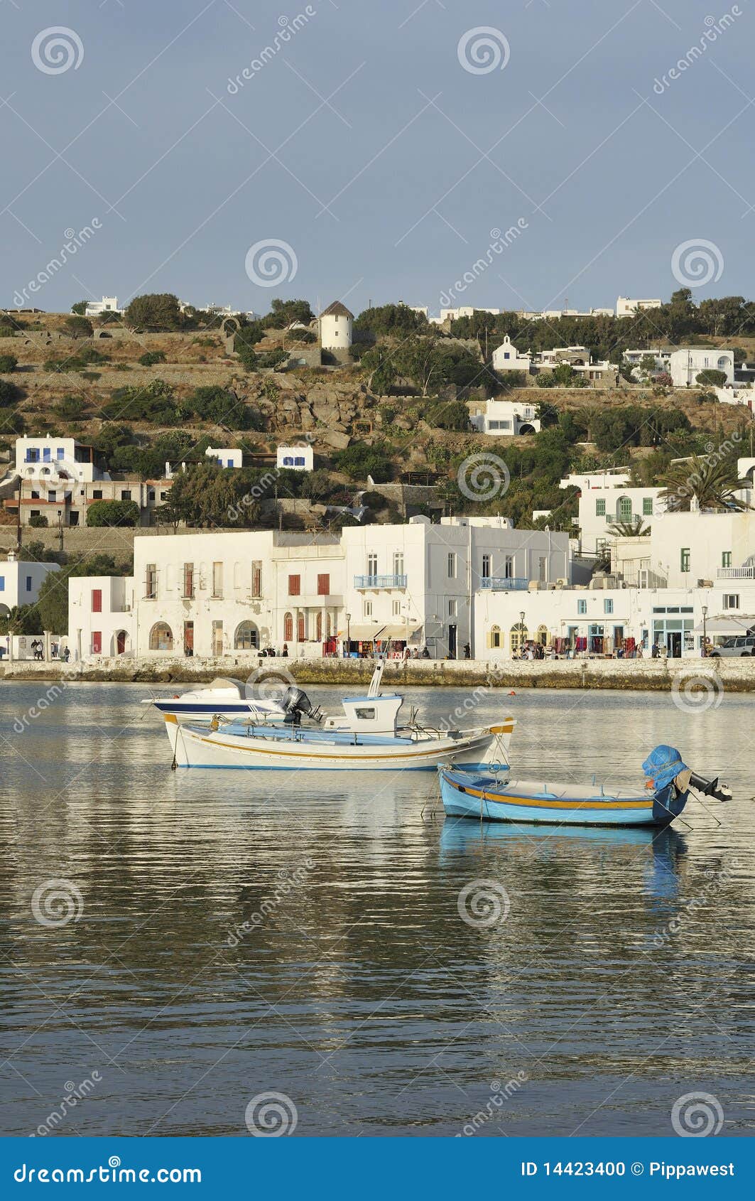 Mykonos Port stock photo. Image of village, town, boats - 14423400