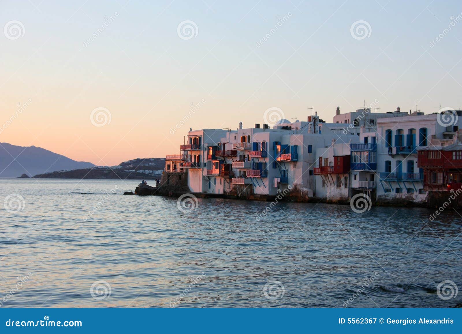 Mykonos at Sunset stock image. Image of aegean, white - 5562367