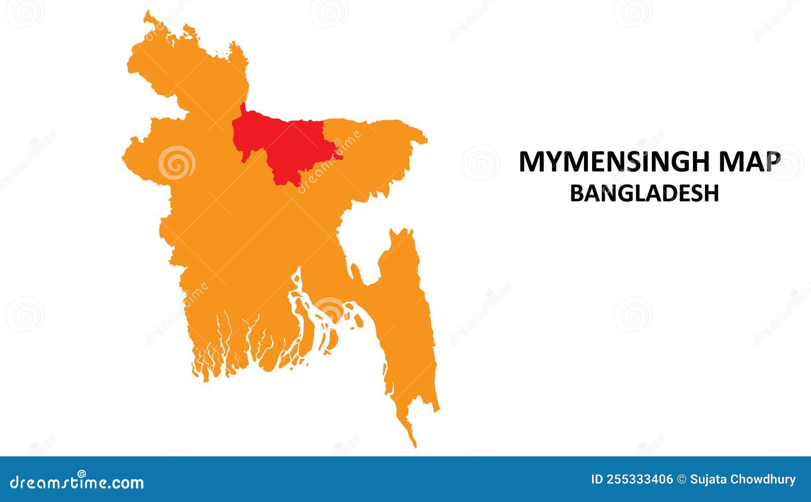 Mymensingh State And Regions Map Highlighted On Bangladesh Map Royalty ...