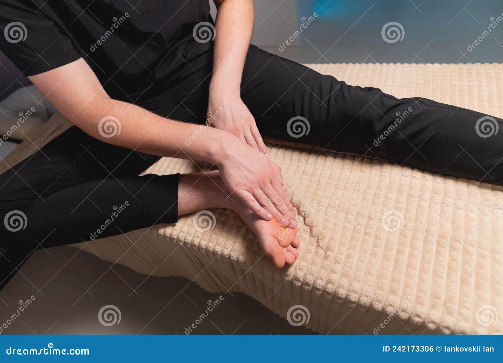 Myofascial Self Massage Caucasian Young Male Masseur Doing Massage Of