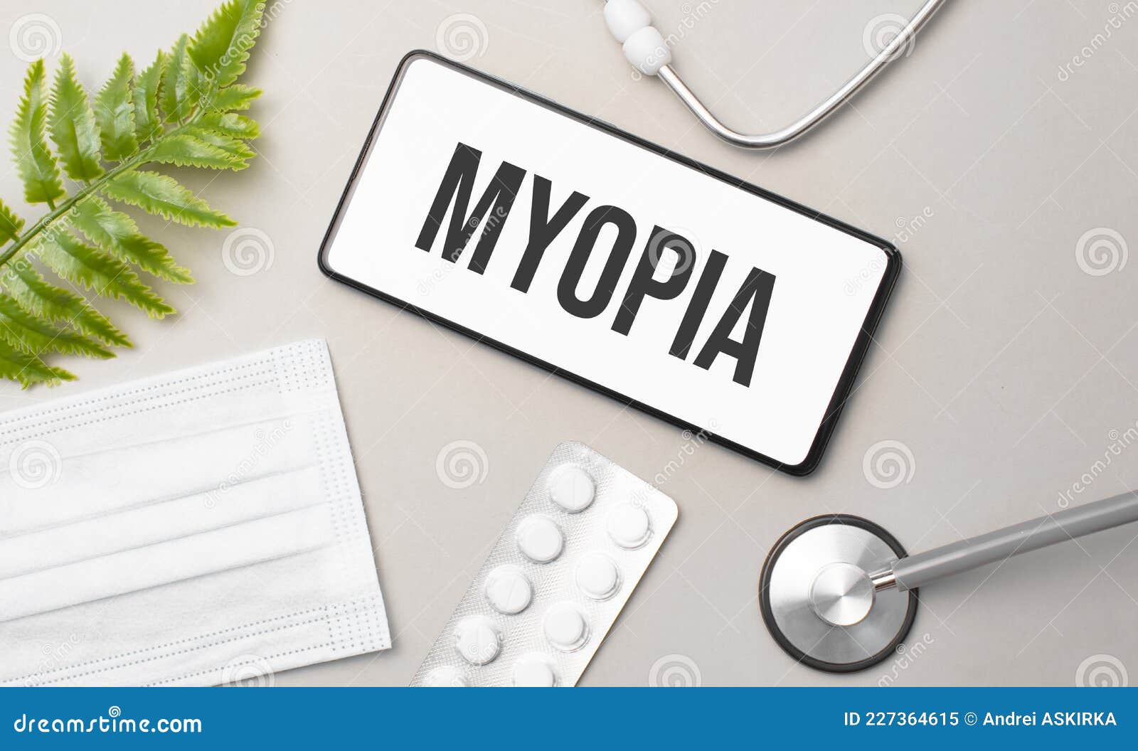 MYOPIA Word With Stethoscope On Keyboard On Grey Background Royalty ...