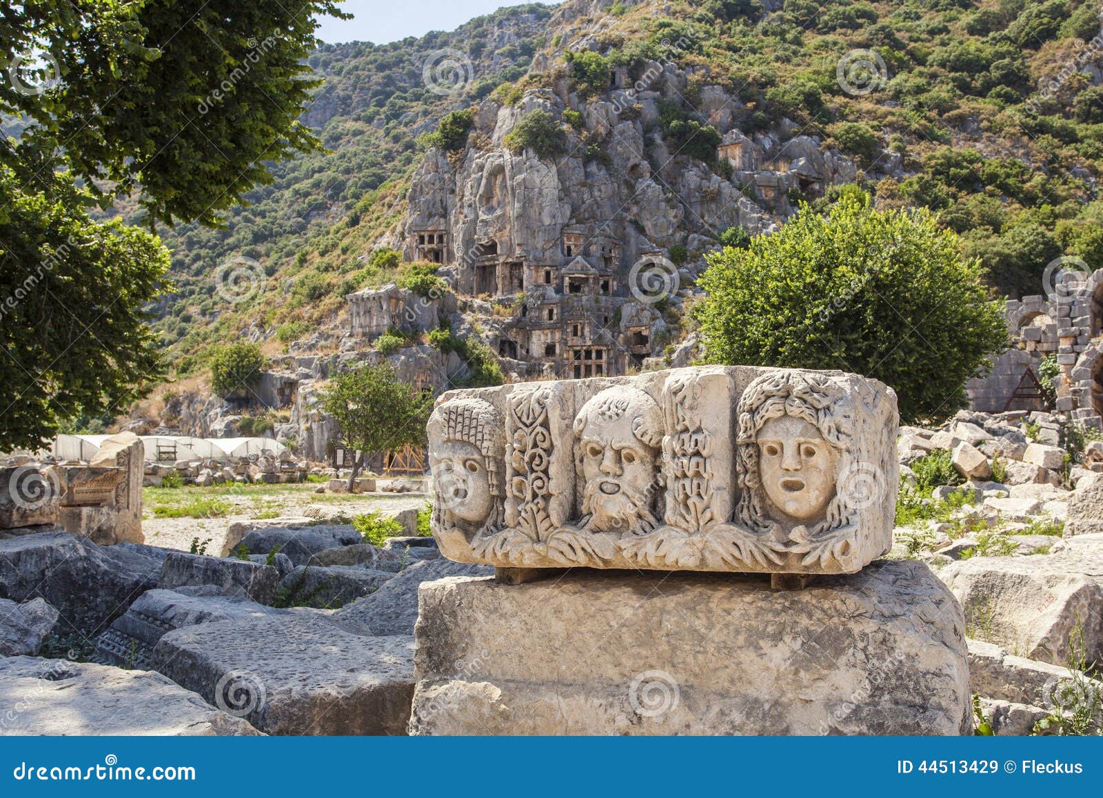 Myra Rock Tombs, Demre, Turkey Stock Image - Image of mountain, antalya ...