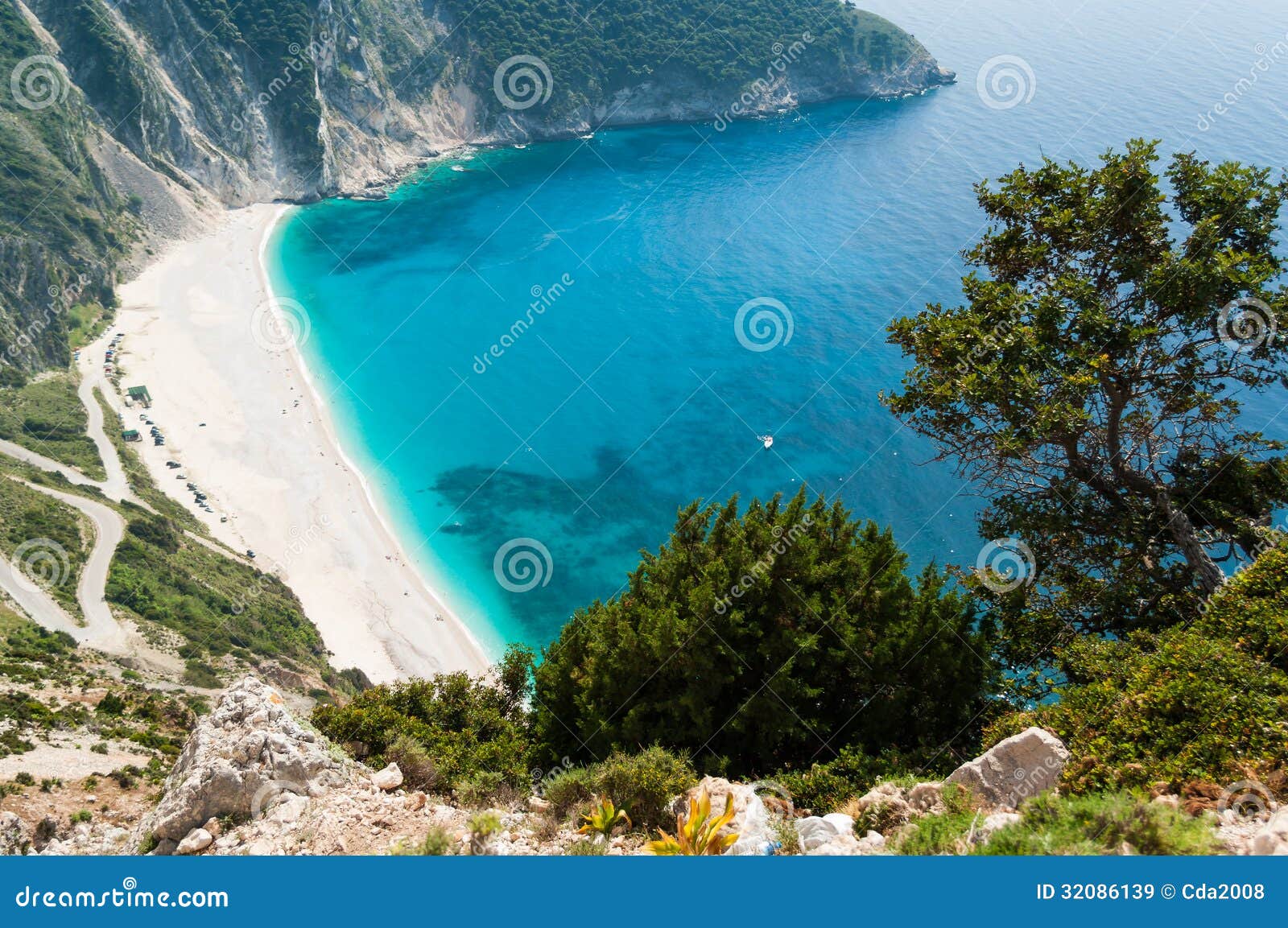 Myrtos Beach stock image. Image of overview, ionian, islands - 32086139