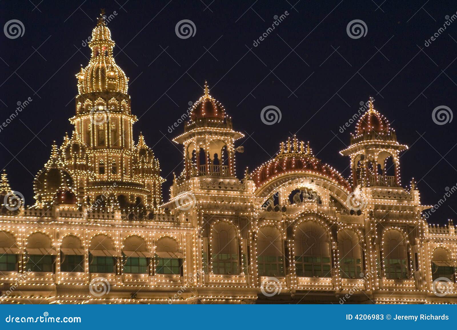 Mysore City Palace stock image. Image of india, night - 4206983