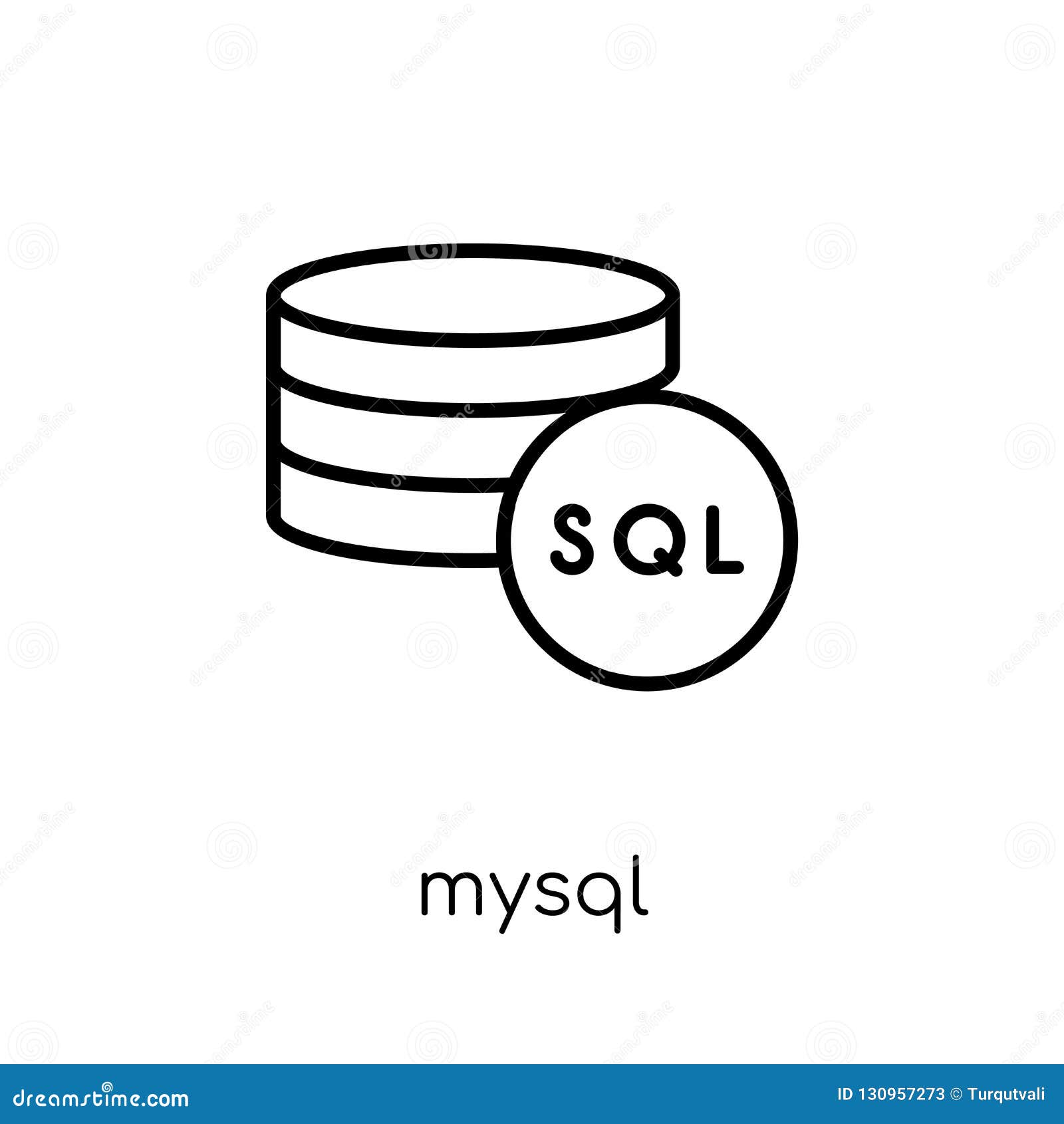 Mysql Icon Trendy Modern Flat Linear Vector Mysql Icon On White Stock Vector Illustration Of