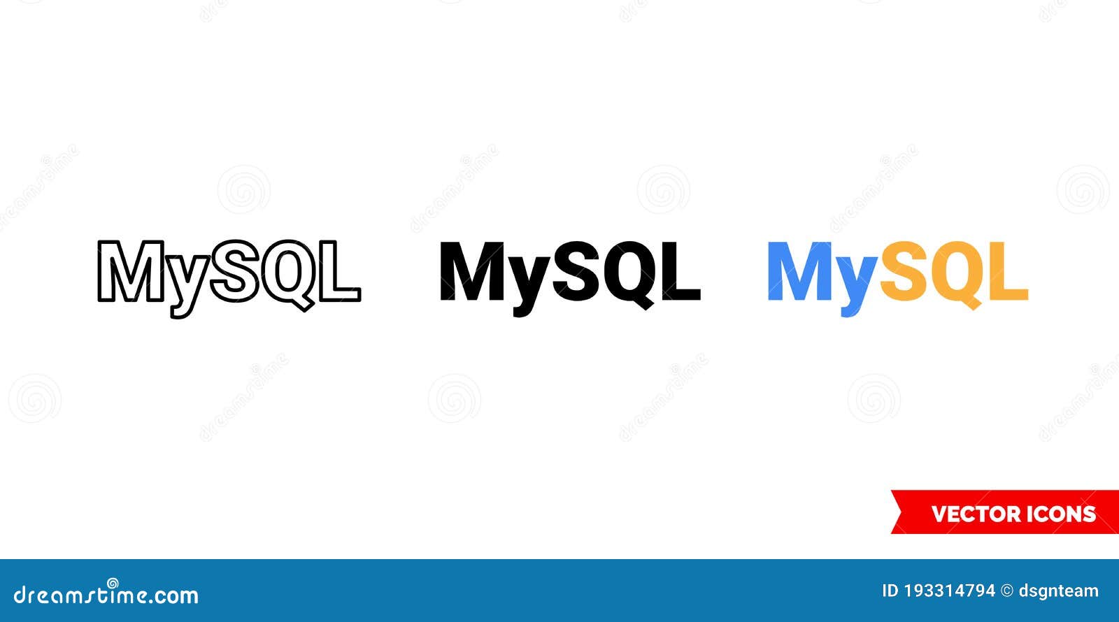 MySQL Symbol Icon of 3 Types Color, Black and White, Outline. Isolated ... MySQL Symbol Icon of 3 Types Color, Black and White, Outline. Isolated ...