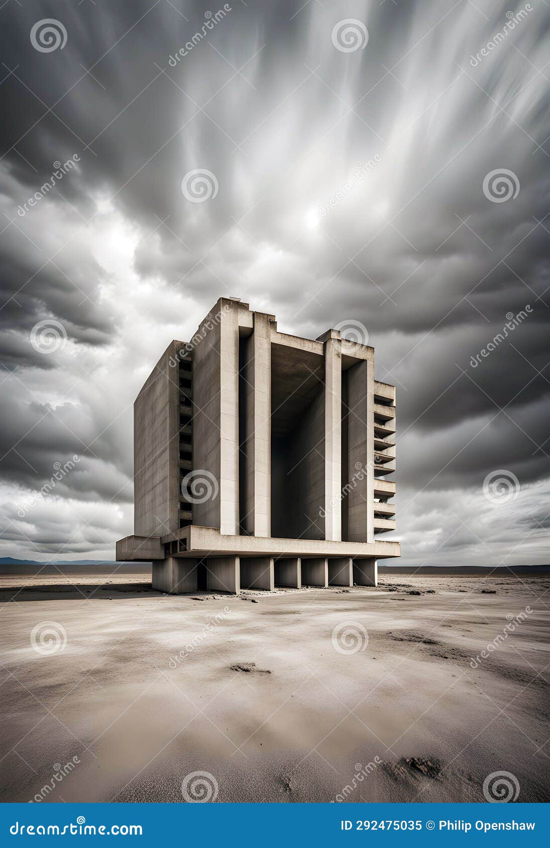 Mysterious Abandoned Ruined Concrete Brutalist Building in a Desolate ...