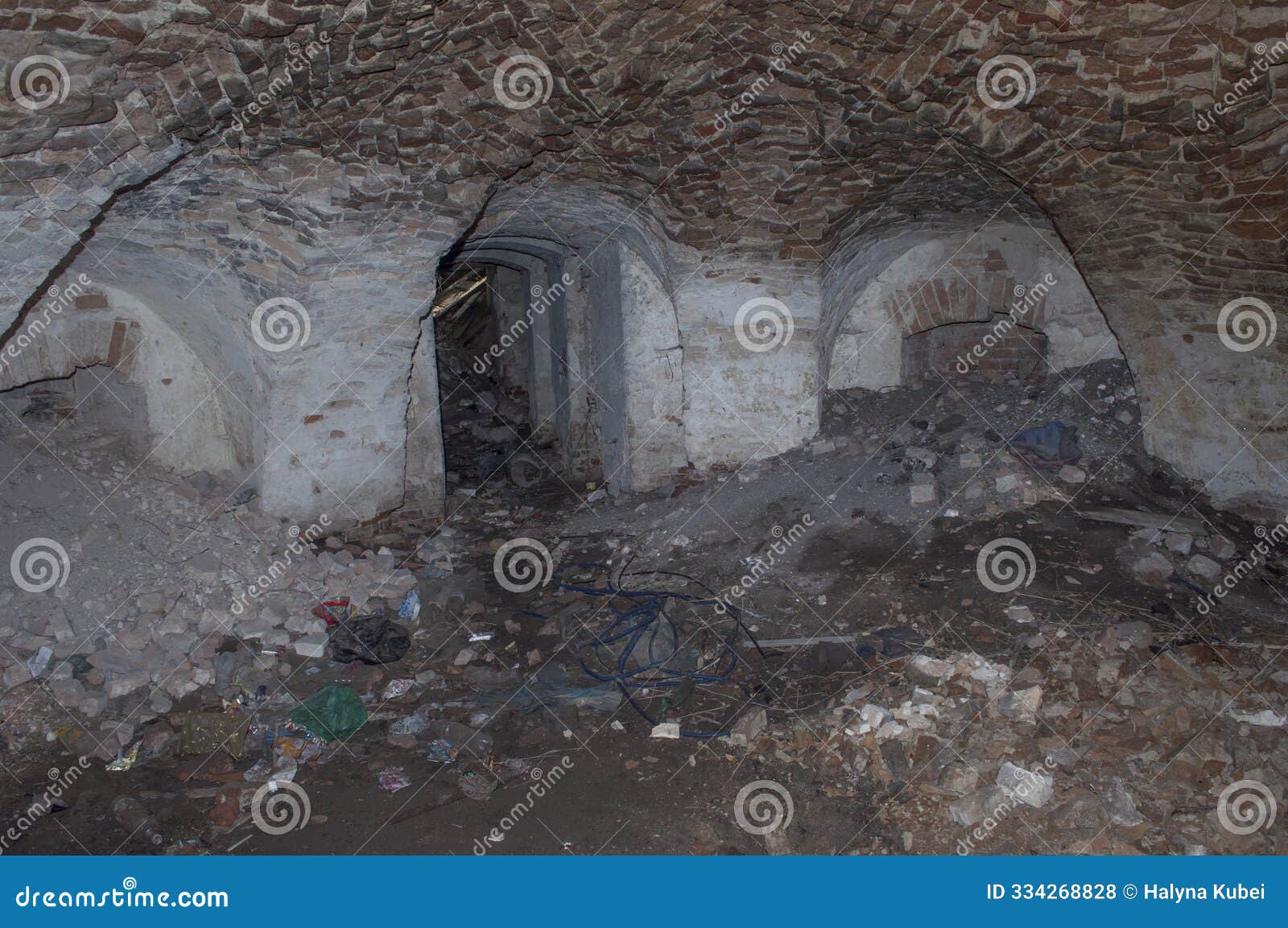 Mysterious Abandoned Underground Brick Vault Stock Photo - Image of ...