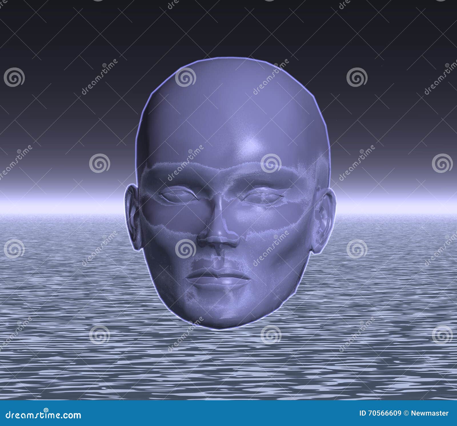 A mysterious alien head stock illustration. Illustration of glow - 70566609