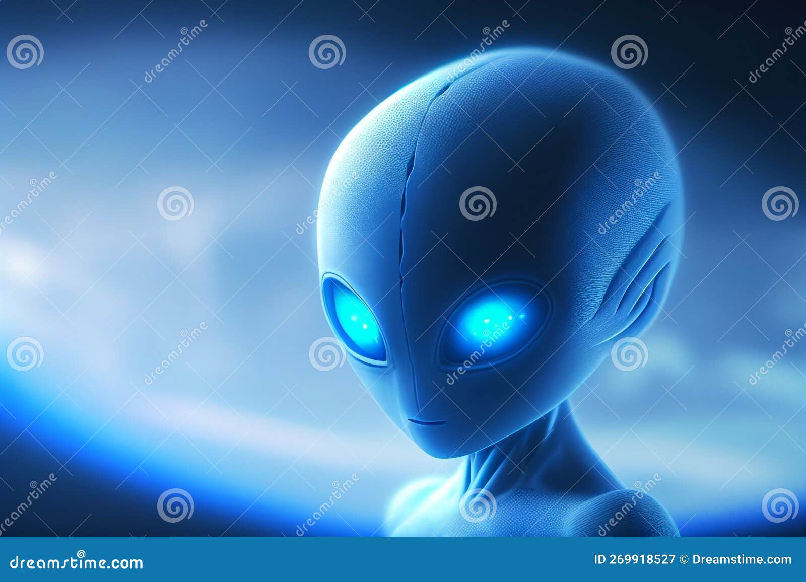 Mysterious Alien in Blue Tones, Extraterrestrial Creatures with ...