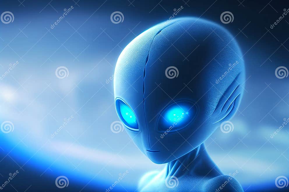 Mysterious Alien in Blue Tones, Extraterrestrial Creatures with ...