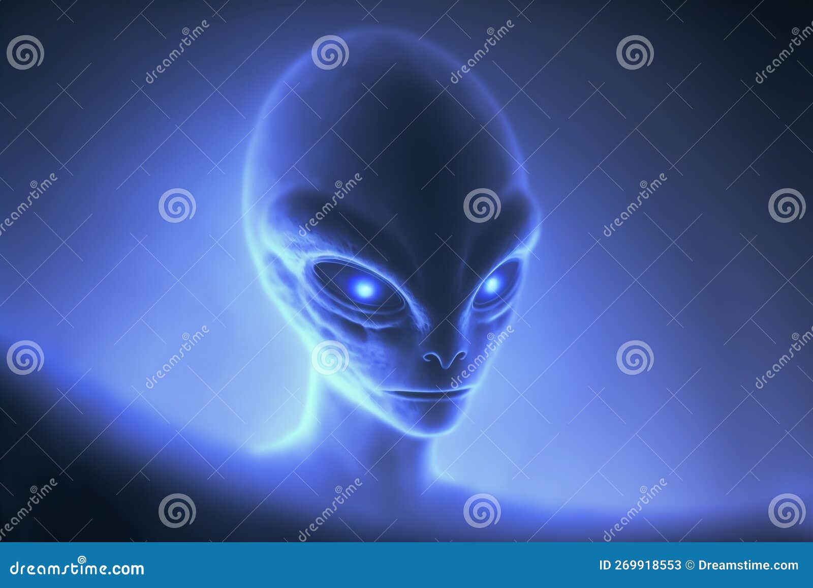 Mysterious Alien in Blue Tones, Extraterrestrial Creatures with ...