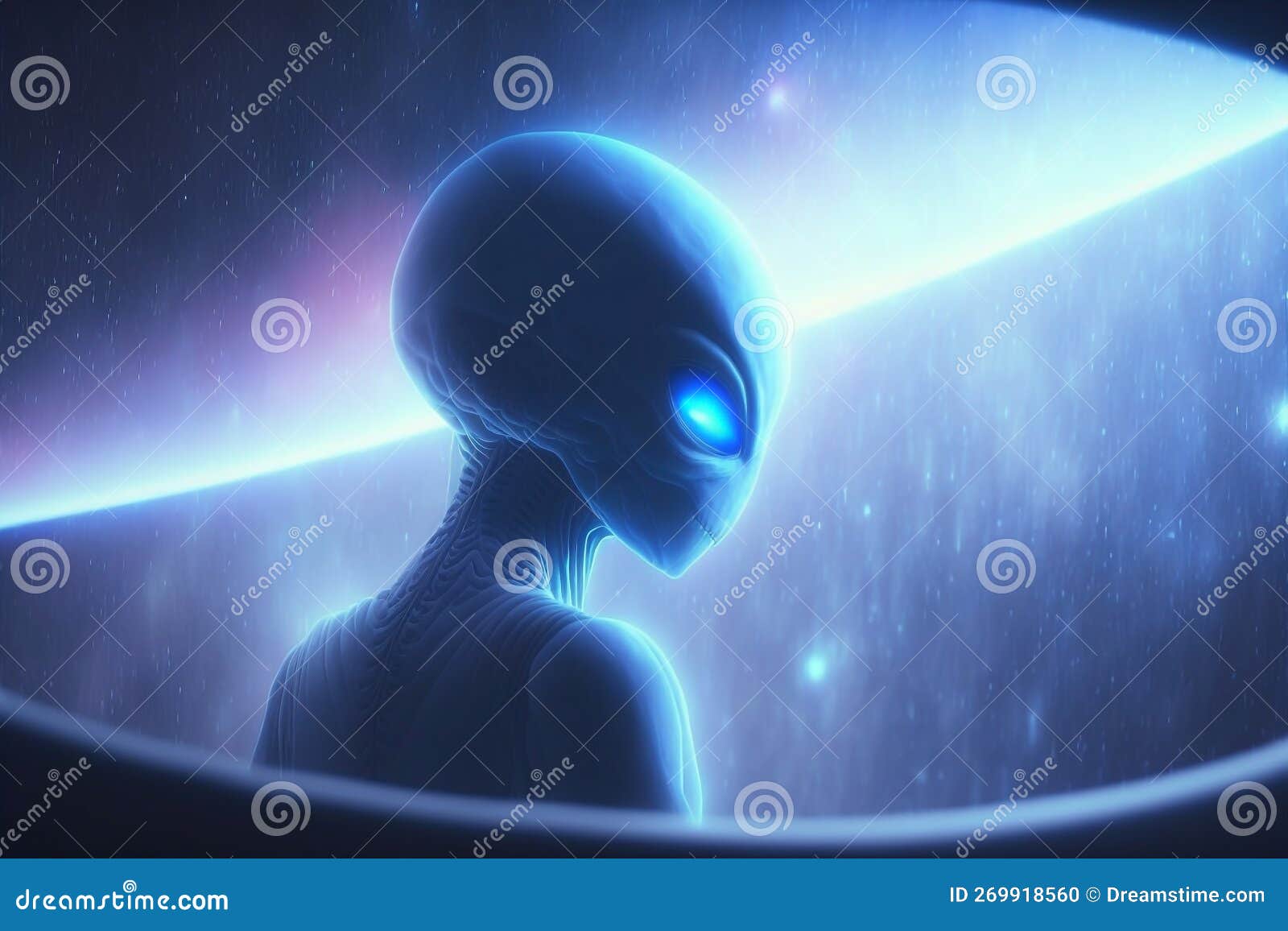 Mysterious Alien in Blue Tones, Extraterrestrial Creatures with ...