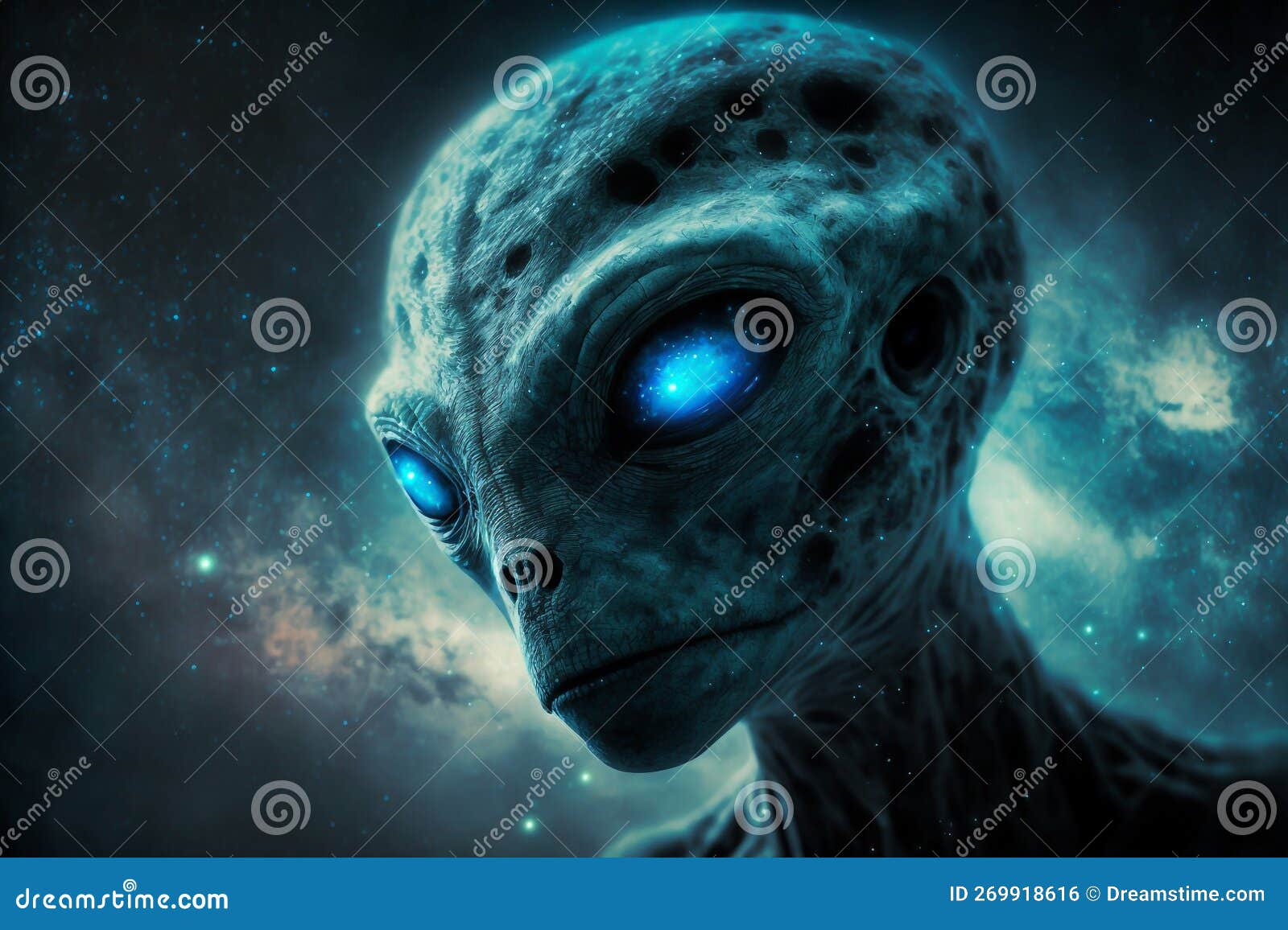 Mysterious Aliens in Blue Tones, Extraterrestrial Creatures with ...