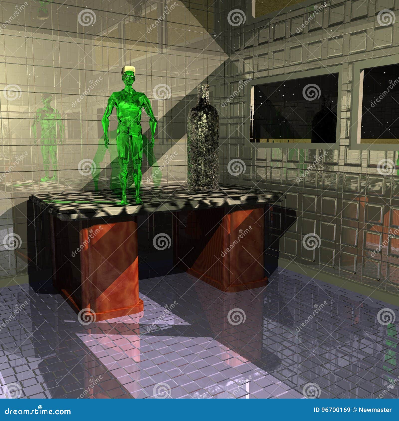 Mysterious Aliens on a Table Stock Illustration - Illustration of alien ...