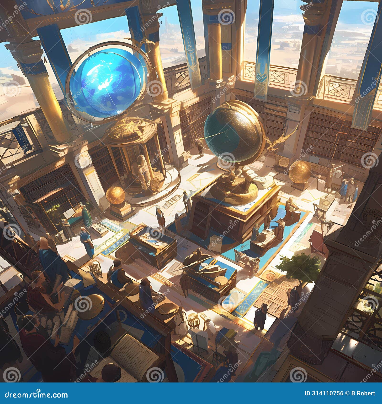 Mysterious Ancient Library - Discover Knowledge S Cornerstone Stock ...