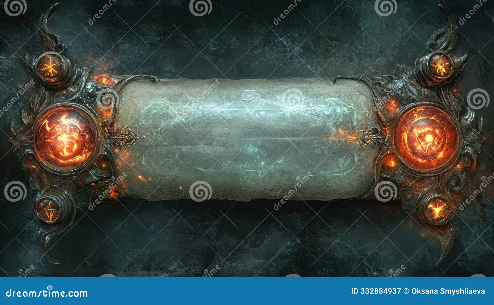 Mysterious Ancient Scroll with Mythical Beasts and Magical Symbols ...