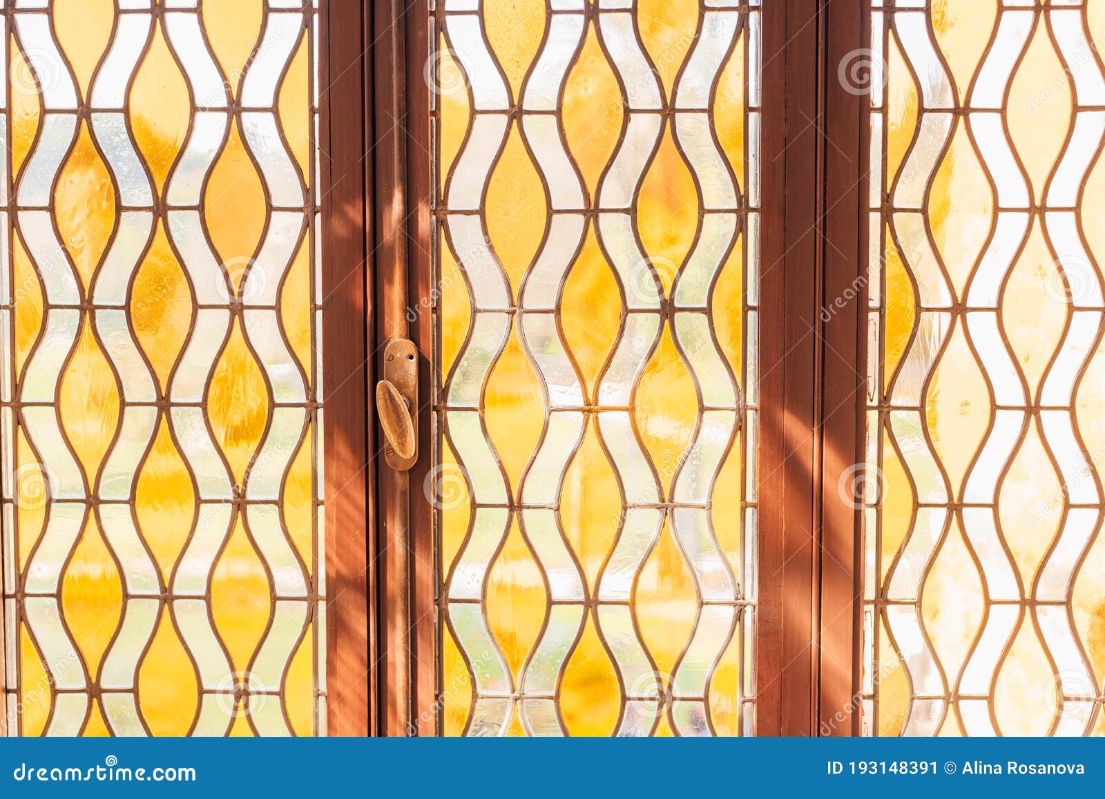 Mysterious Ancient Yellow-white Stained Glass Window Stock Image ...