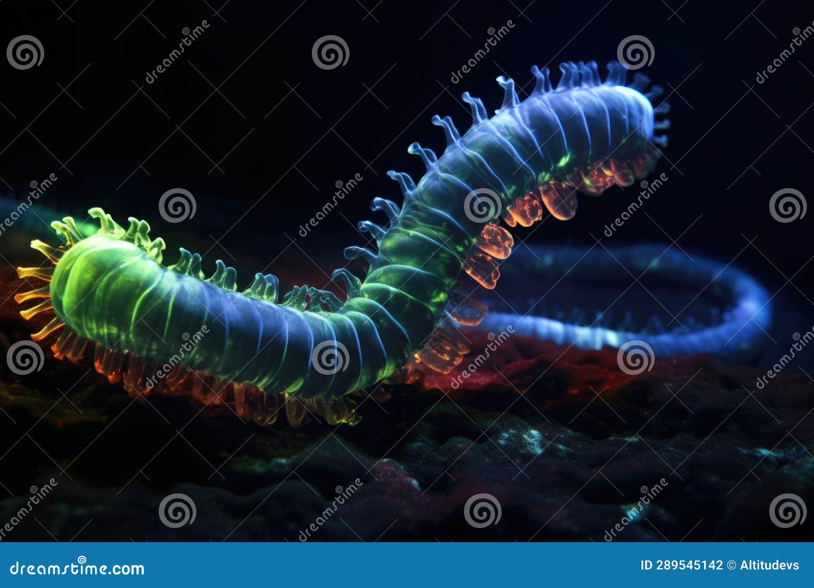 Mysterious Bioluminescent Deep Sea Worm on Ocean Floor Stock Photo ...