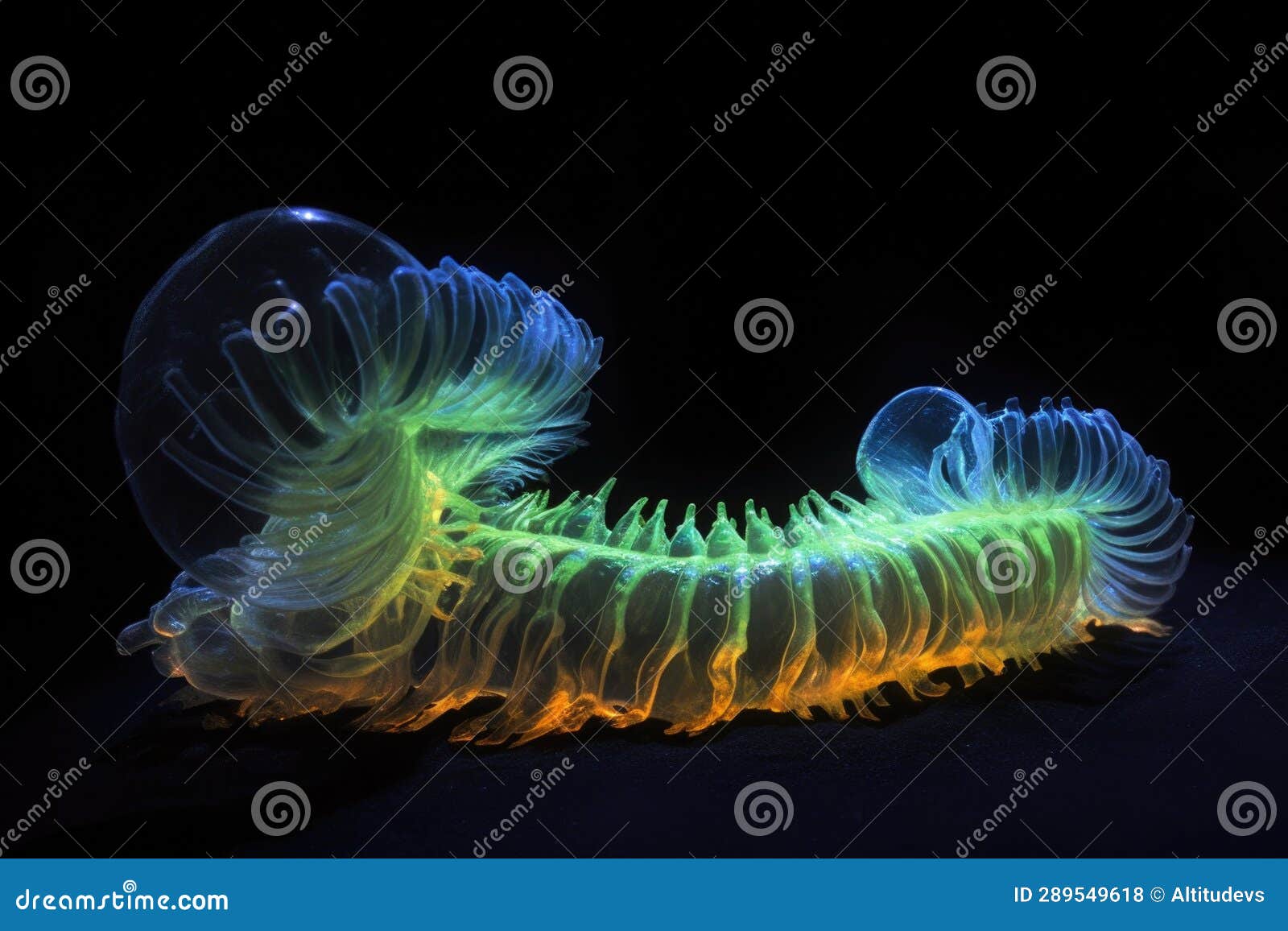 Mysterious Bioluminescent Deep Sea Worm on Ocean Floor Stock ...