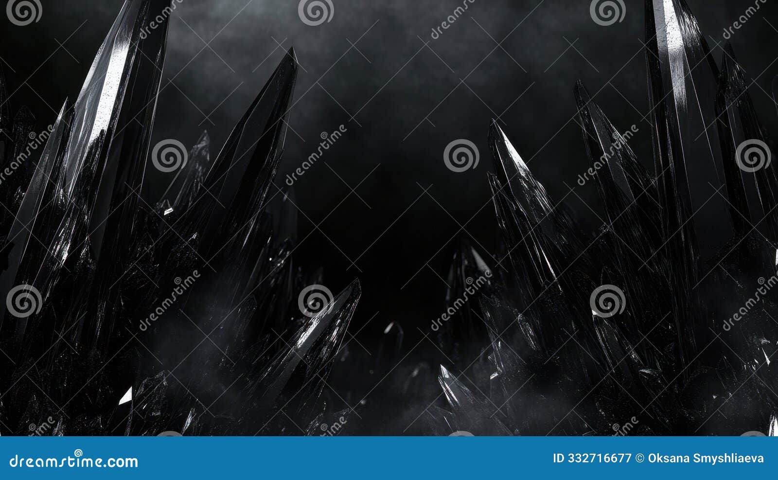 Mysterious Black Crystals Emerging from Darkness Stock Image - Image of ...