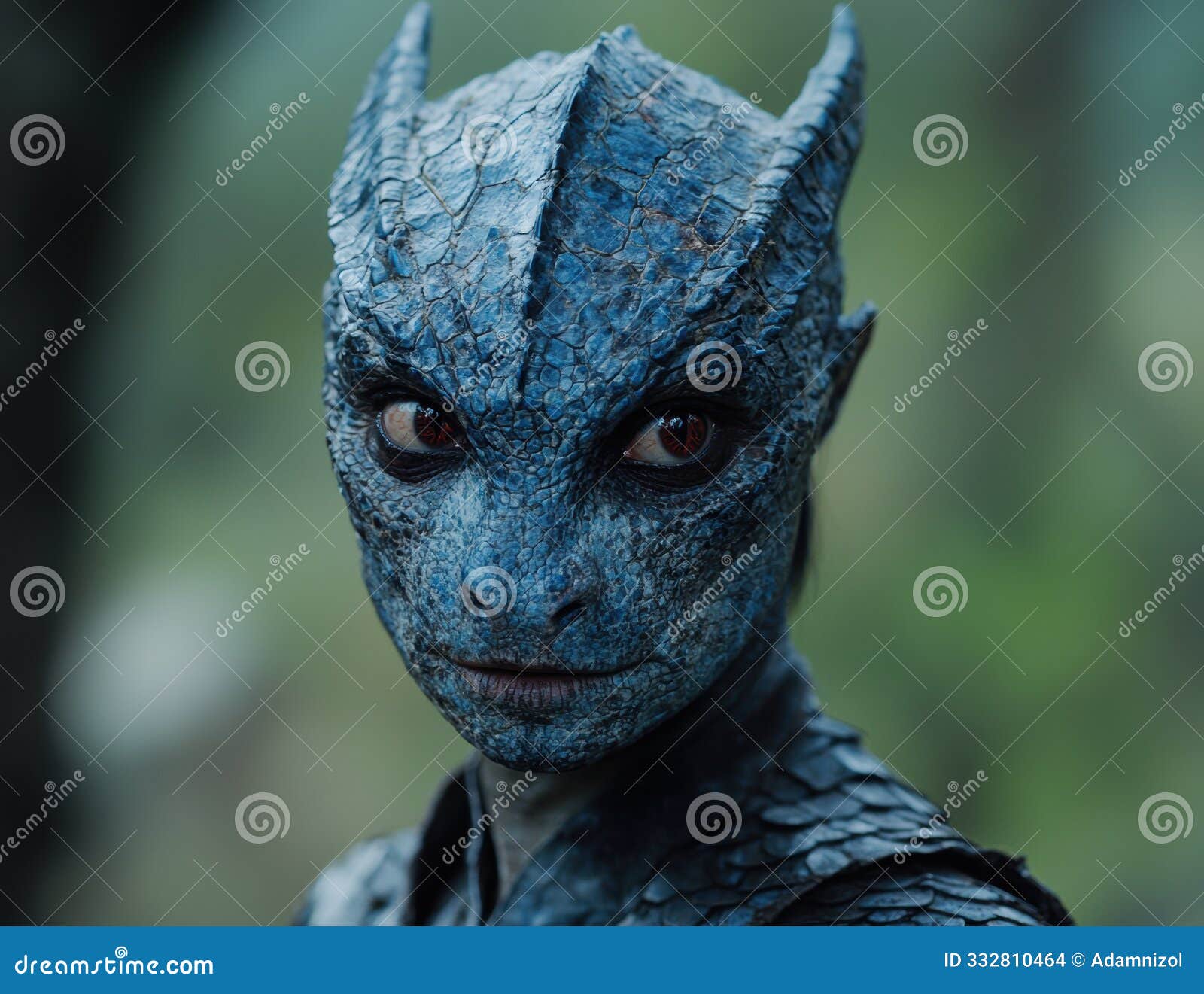 Mysterious Blue Alien Creature with Glowing Eyes Stock Illustration ...