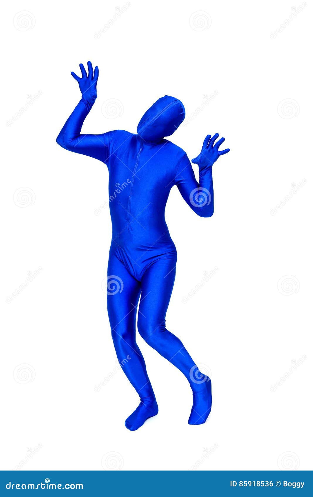 Mysterious Blue Man in Morphsuit Stock Photo - Image of people ...