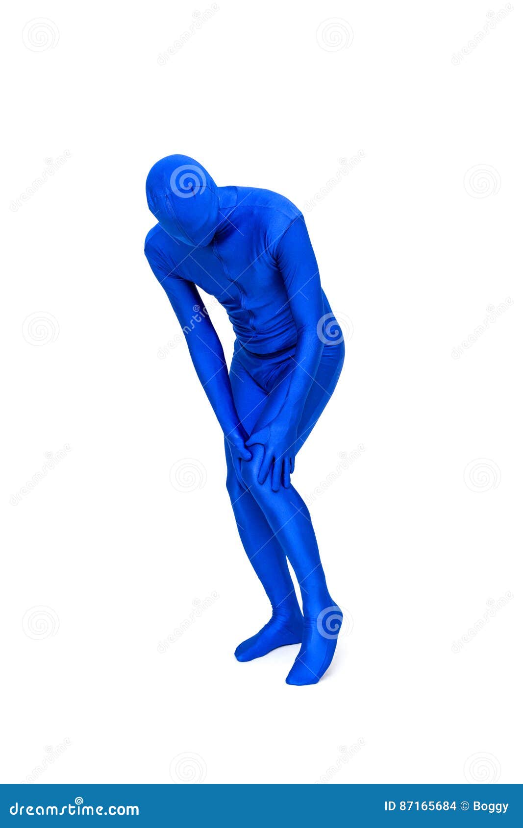 Mysterious Blue Man in Morphsuit Stock Photo - Image of studio, comic ...