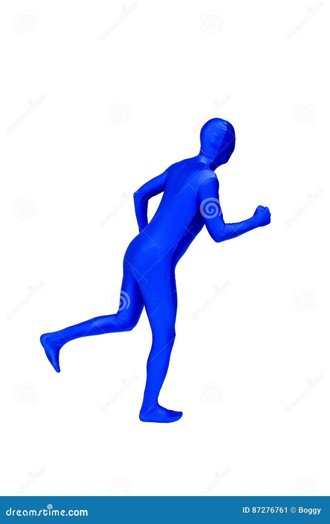 Mysterious Blue Man in Morphsuit Shows Running Stock Image - Image of ...
