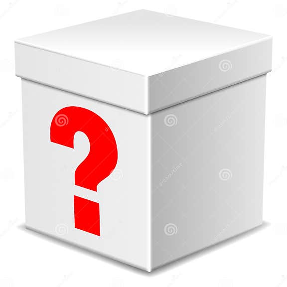 Mysterious Box with Question Mark Isolated on White Stock Illustration ...