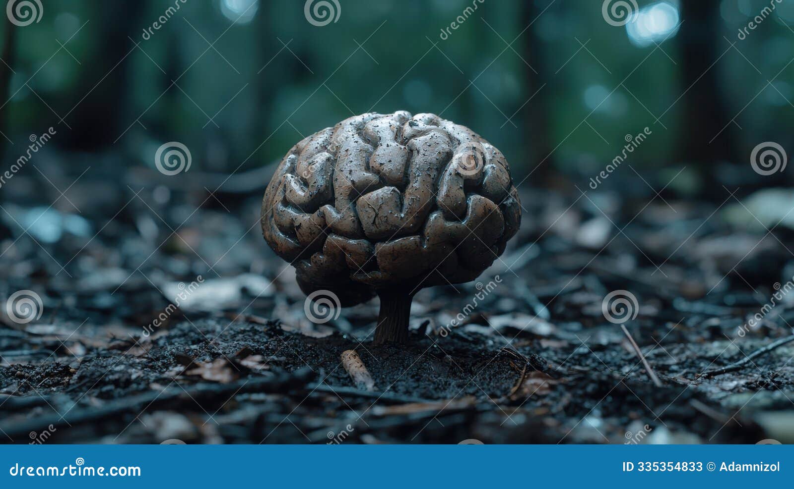Mysterious Brain-like Fungus in the Forest Stock Illustration ...