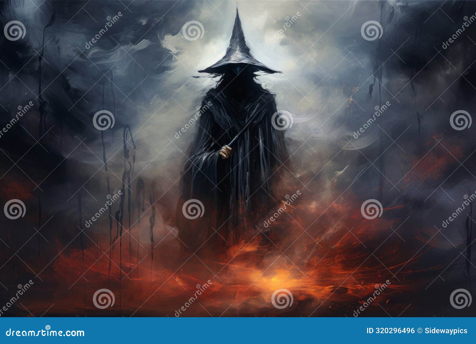 A Mysterious and Brooding Sorcerer, Drawing Power from Forbidden ...