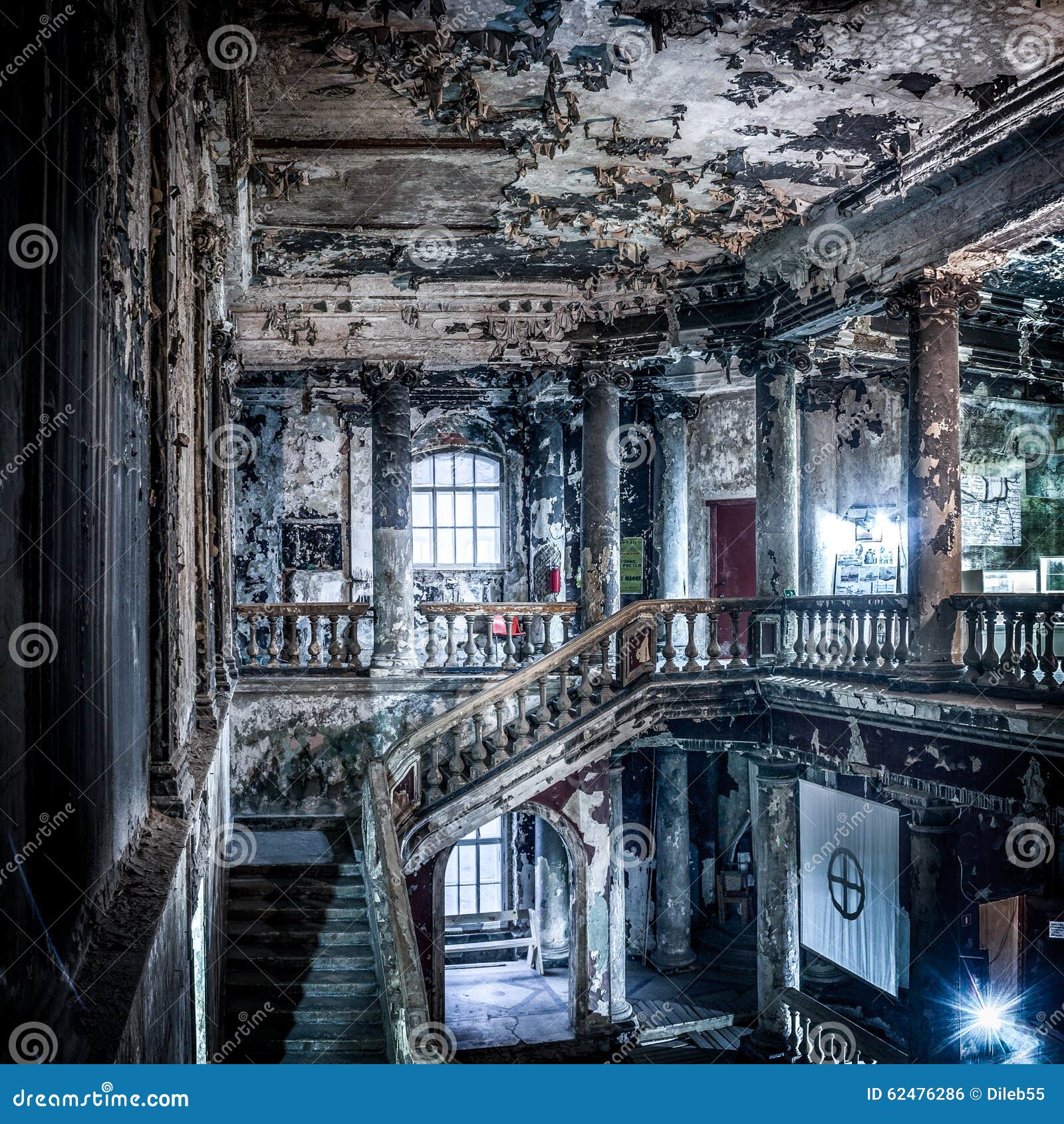 Mysterious Building after Fire. Stock Photo - Image of architecture ...