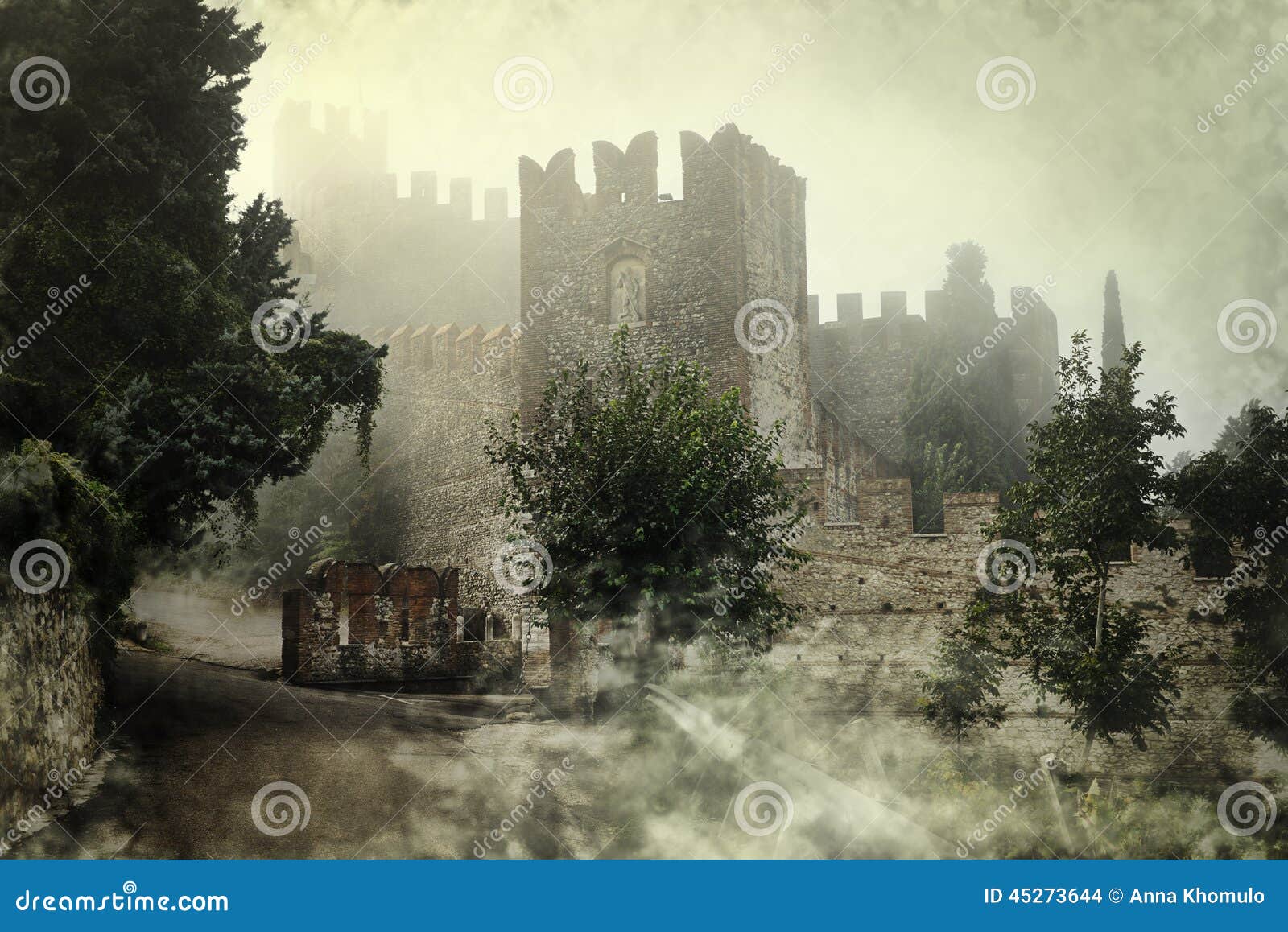Mysterious castle stock photo. Image of mist, halloween - 45273644