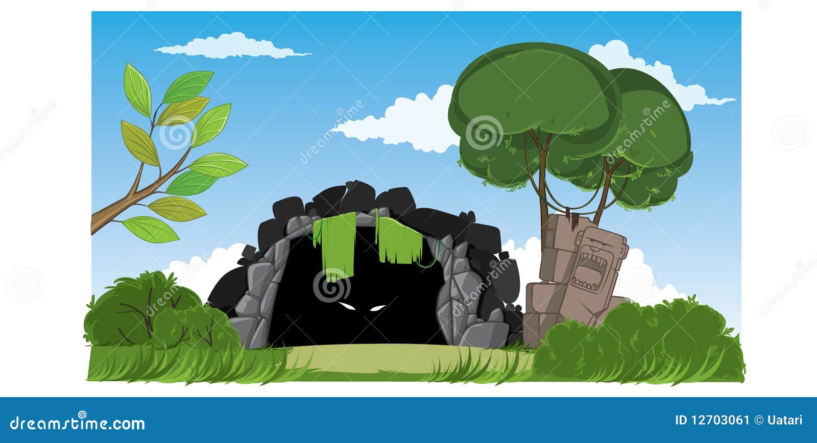 Mysterious Cave With Magical Crystals Cartoon Vector | CartoonDealer ...